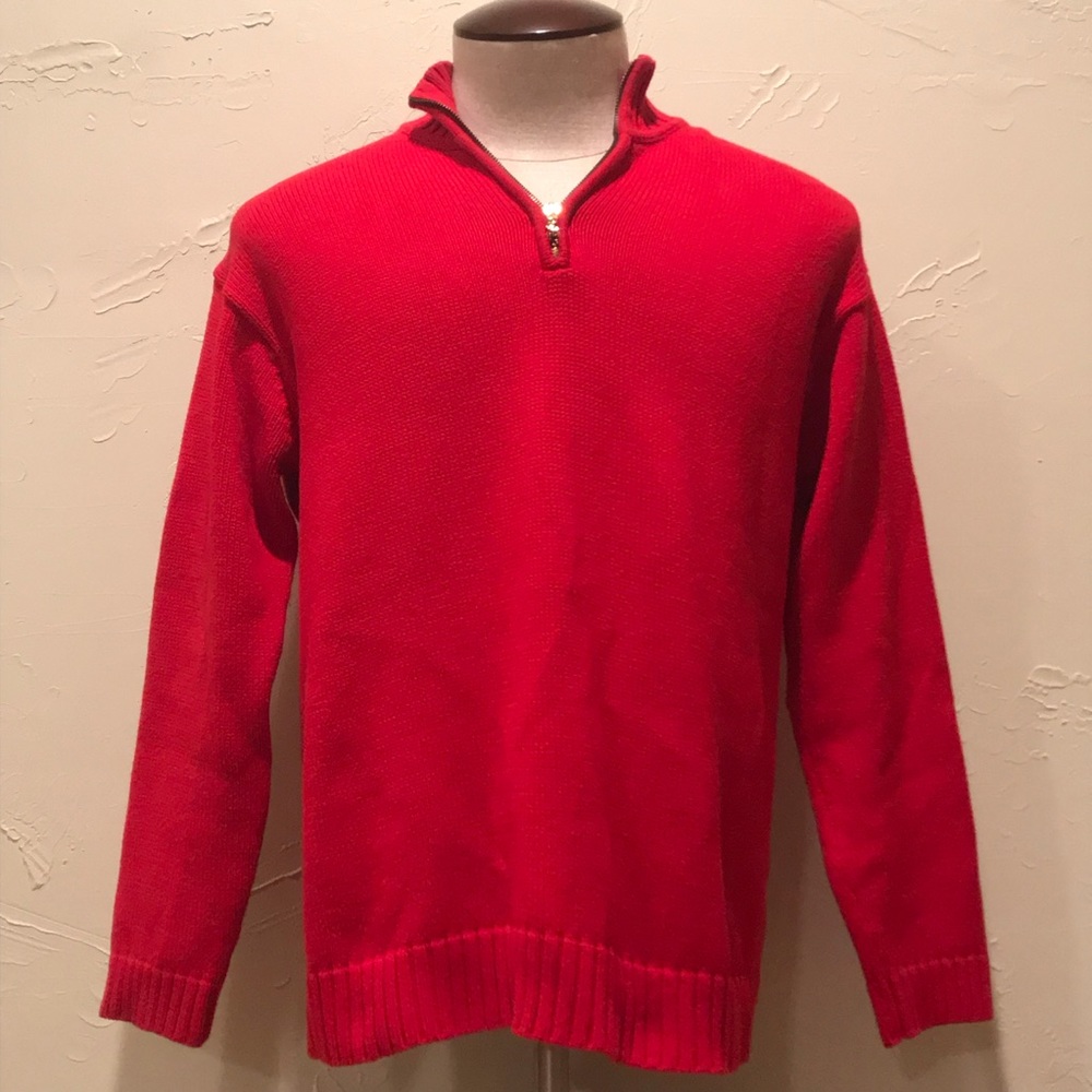 Lauren Ralph Lauren Red Quarter Zip Sweater Womens - Gem